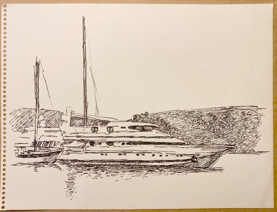 Hayward Cirker 1970s Caribbean Harbor Ink Drawing | eBay