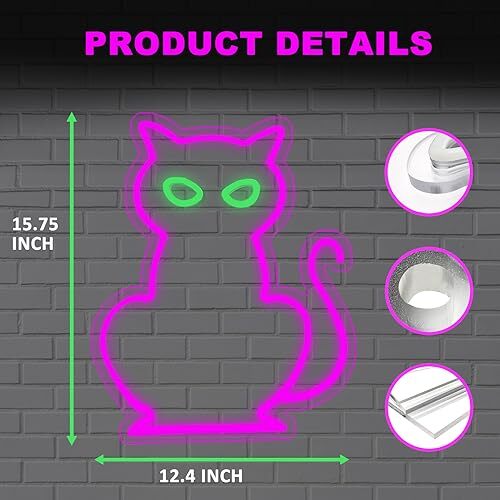 Cat Neon Signs for Wall Decor, Purple Cat LED Neon Sign USB Powered ...