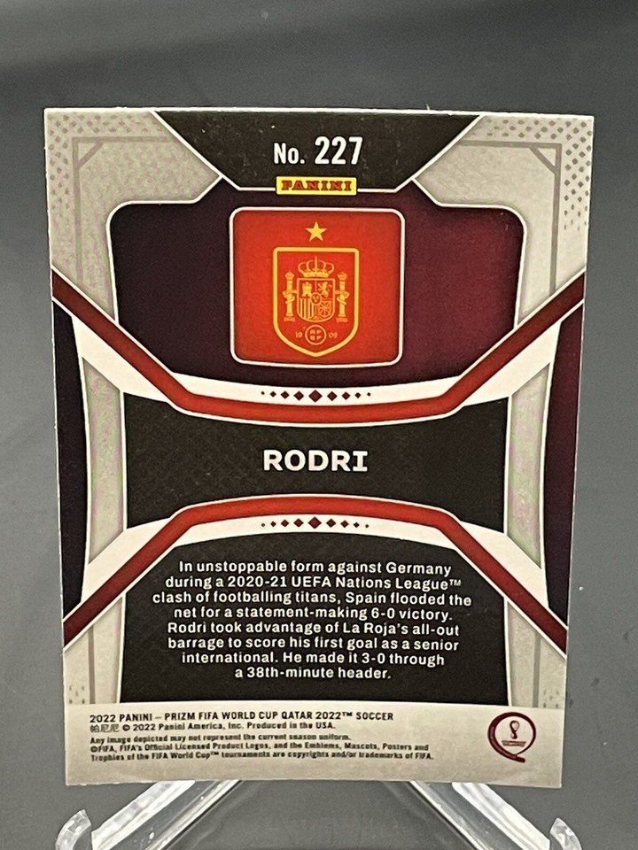 Rodri 2022 Panini Prizm FIFA World Cup Qatar Card #227 Spain | eBay