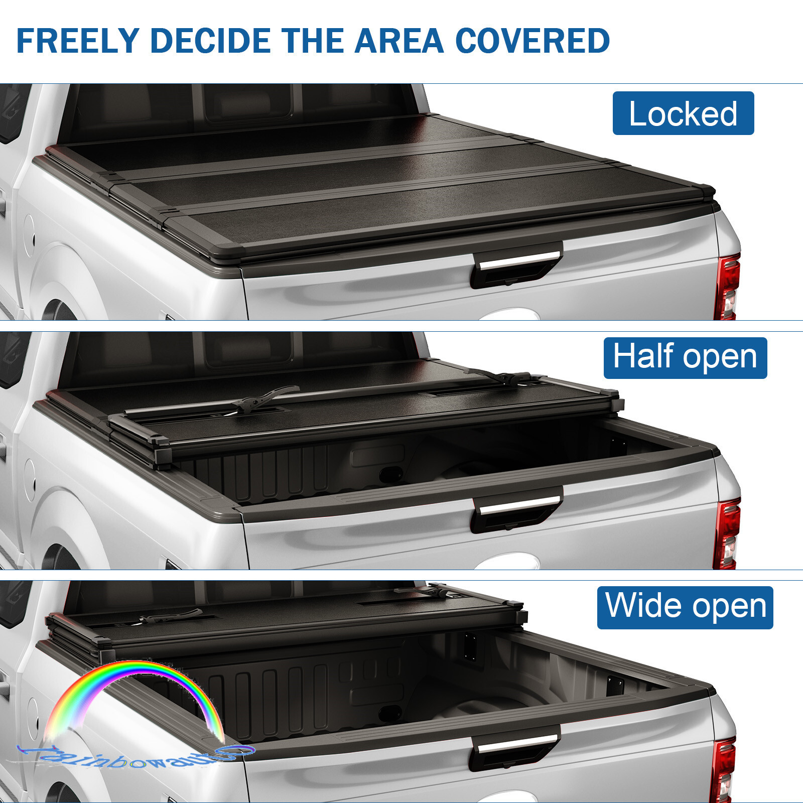 For 2015-2024 Ford F150 Tri-Fold Tonneau Cover Lock Hard Solid 5.5ft ...
