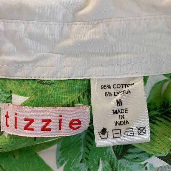 Tizzie Women Size Medium Sleeveless Collared Leaf Print Dress Resort ...