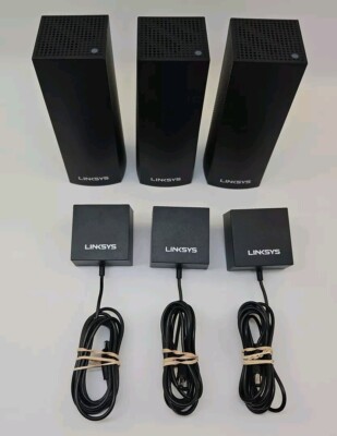 Set of 3 Linksys Velop Tri-Band Mesh WiFi System Black WHW03 V2 ...