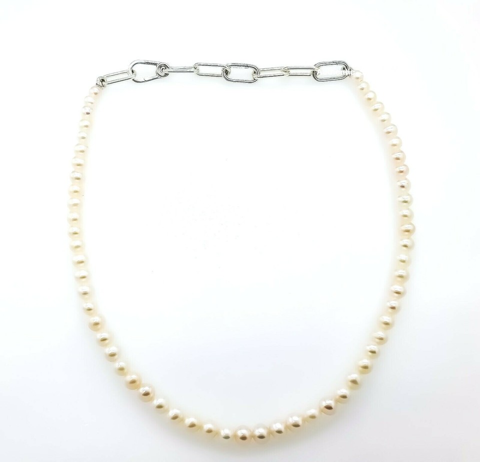 NEW 100% Authentic PANDORA ME 925 Chain links CulturedPearls Necklace ...