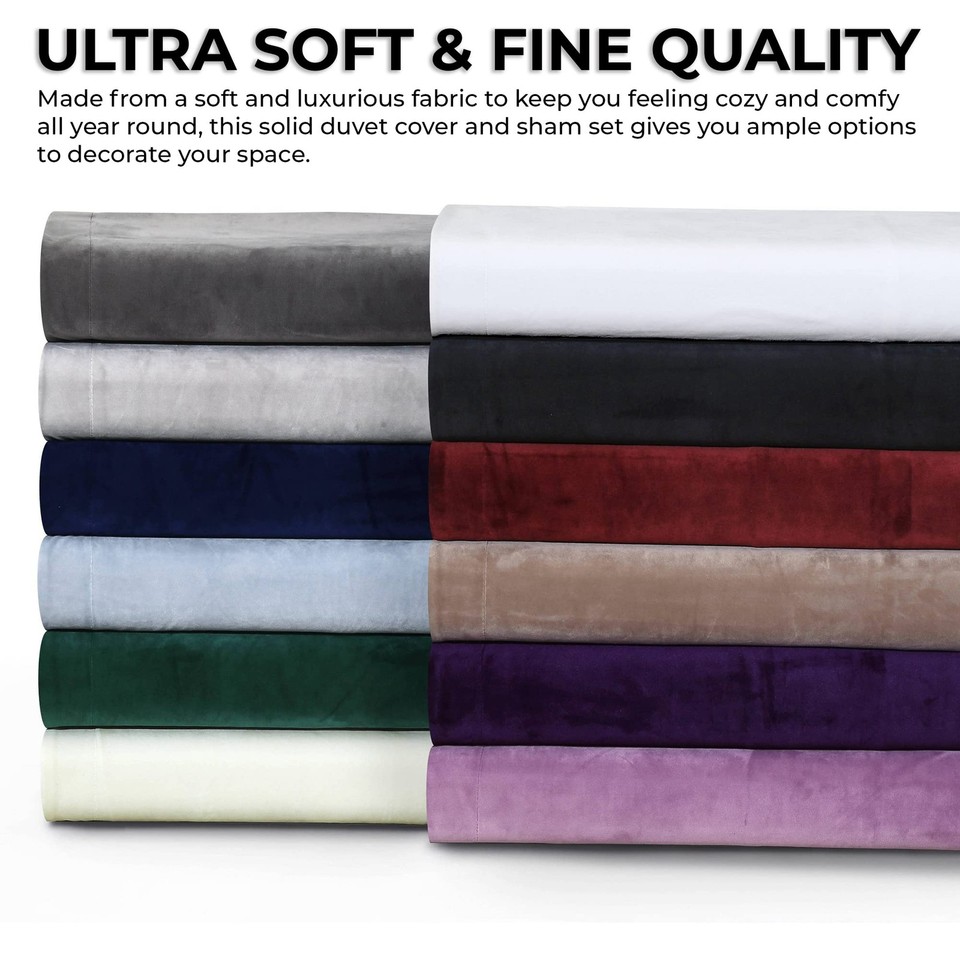 Velvet Duvet Cover King Oversized 3 Piece Set with 2 Shams, 260-GSM ...