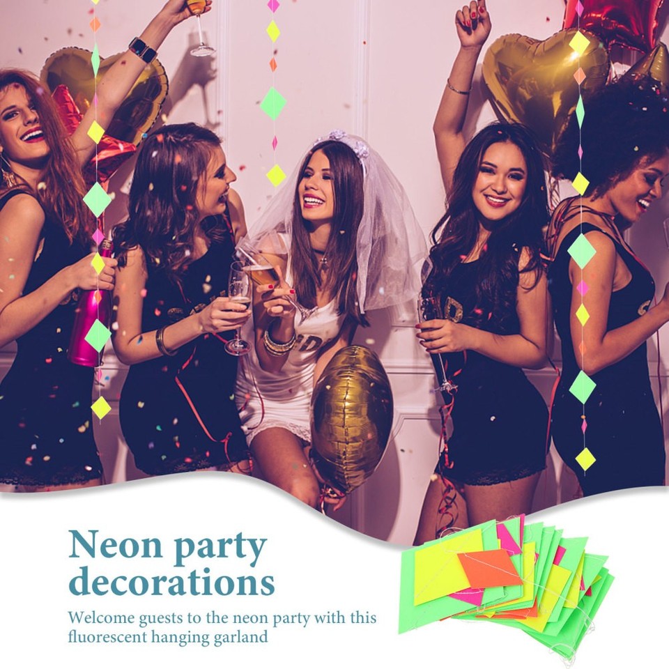 Paper Garland Fluorescent Rhomboid Streamer Glow in The Dark ...