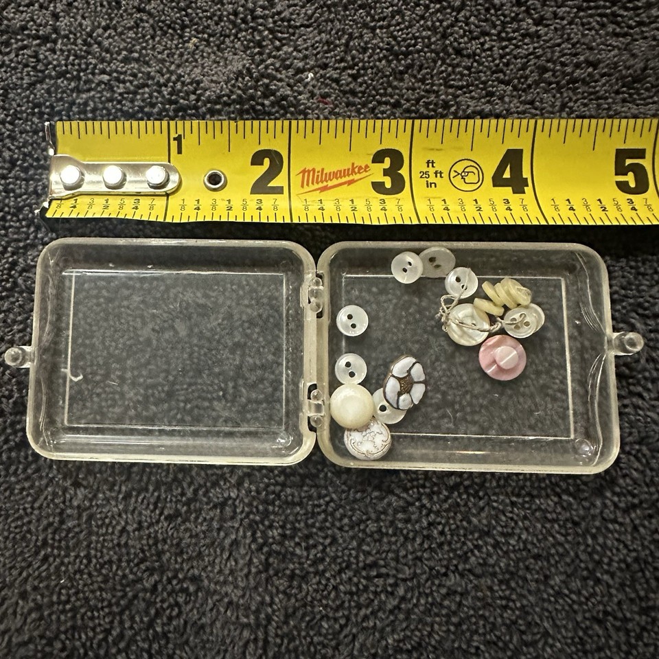 Vintage Mini Button Lot Shell MOP Pink Enamel Floral + Small Storage ...