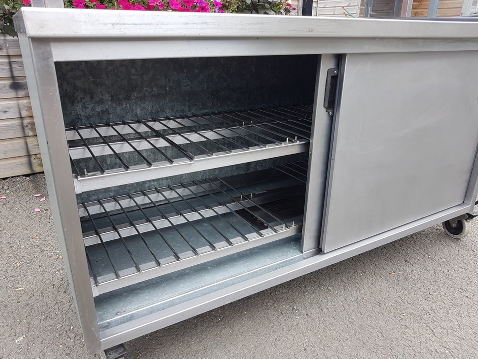 STANGARD COMMERCIAL HOT CUPBOARD WITH 2 TIER HEATED CHEFS PASS GANTRY ...