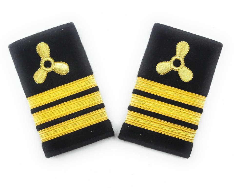 Shoulder Board 2nd Engineer Marine Uniform Epaulette Ship 3 Bar Pair | eBay