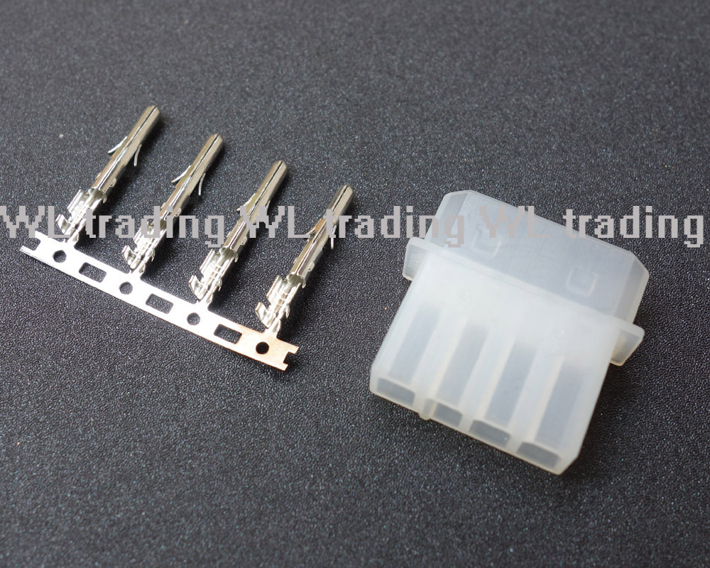 20 sets DIY PC Power Connector 4P 4 Pin White Male Molex Mod Crimp Plug ...