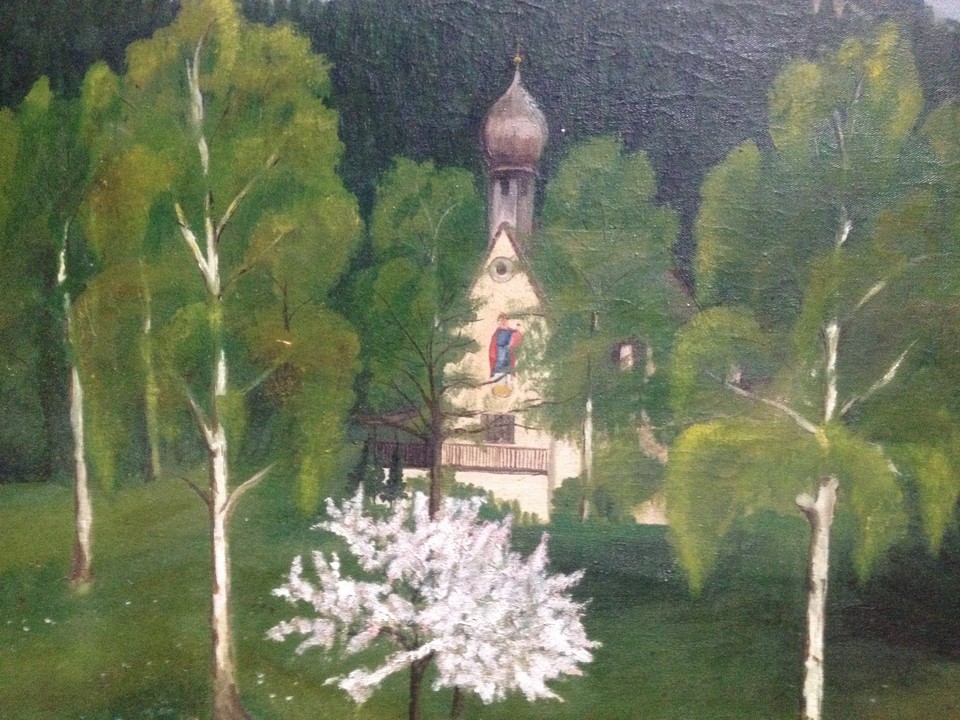 Kurt Albig Oil Painting Church Forest Landscape Mountains Antique ...
