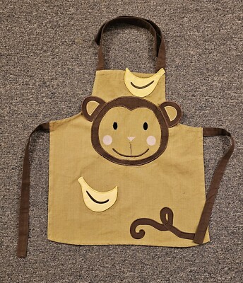 Childrens Kids Monkey Apron Brown Tie Straps 19x17" | eBay