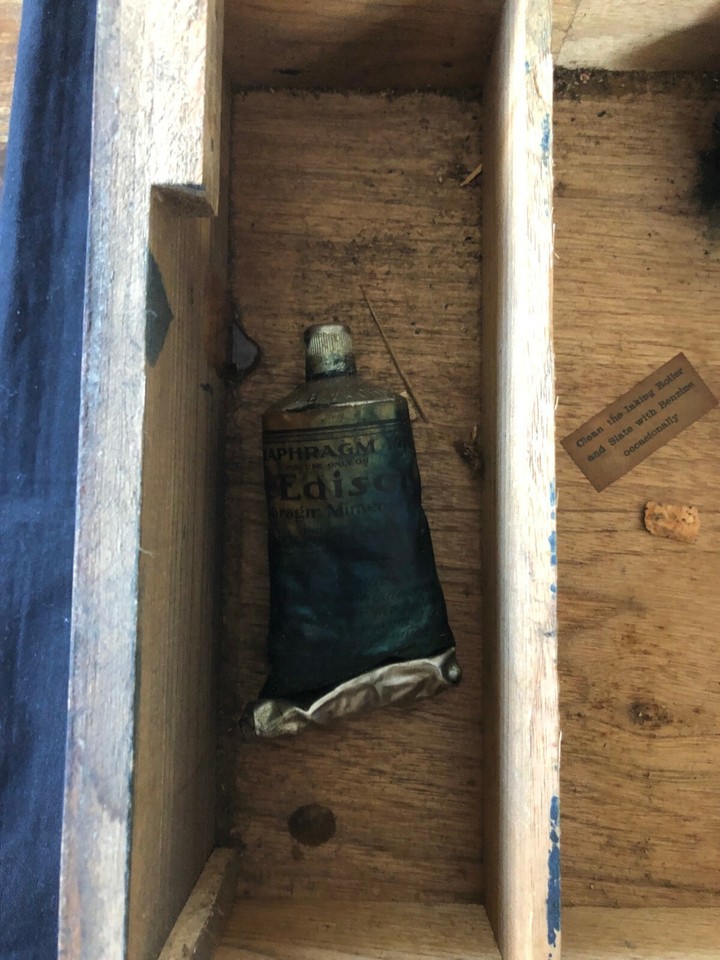 RARE ANTIQUE 1890 Thomas Edison Mimeograph Wooden Box and Contents A B ...