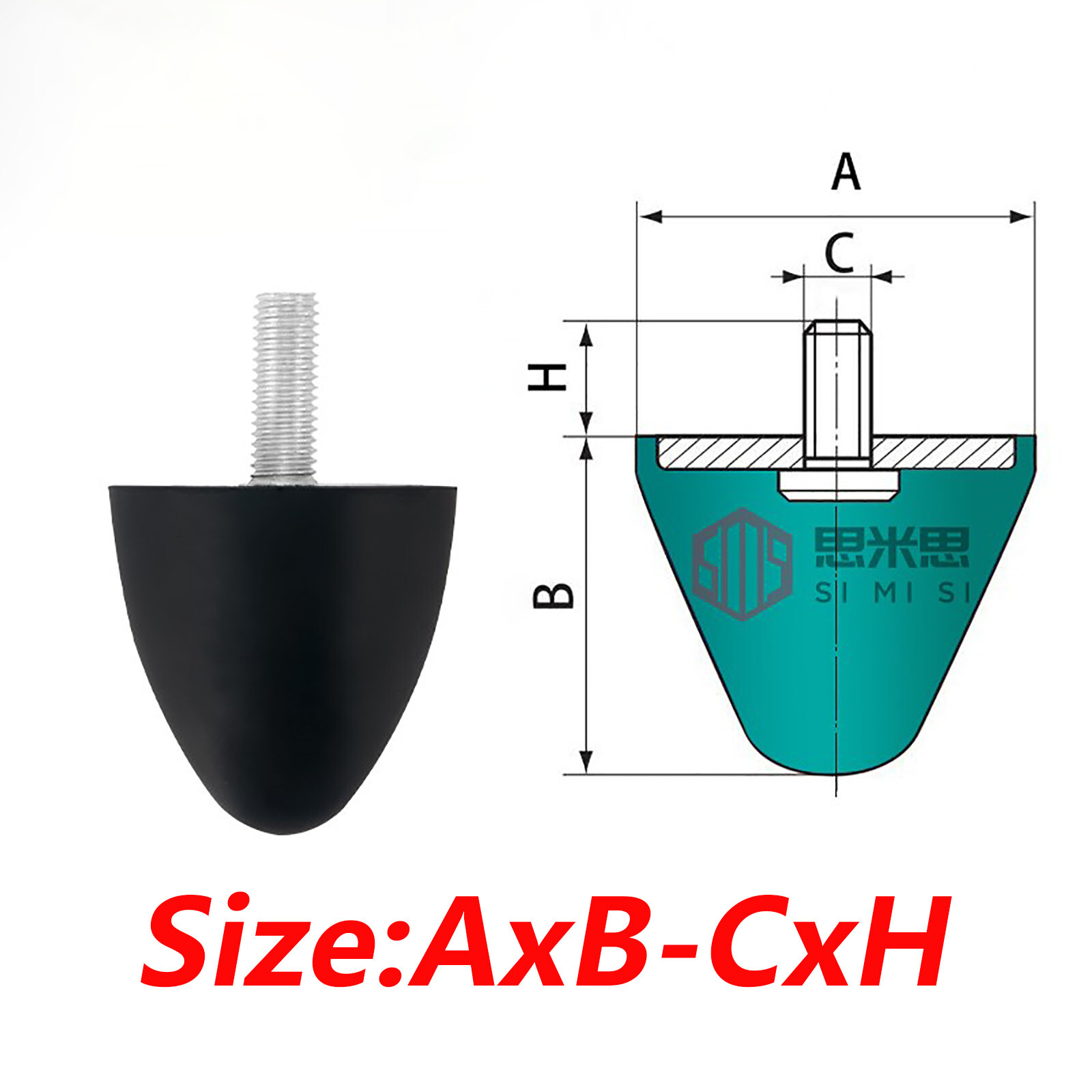 Conical Rubber Mount Bumper, Parabolic Buffer M6 M8 M10 M12 M16 Bump ...