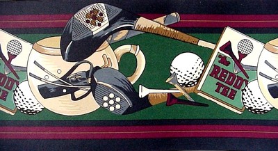 GOLF WALLPAPER GOLF TEES CLUBS BORDER 15' FEET PRE-PASTED OFFICE ...