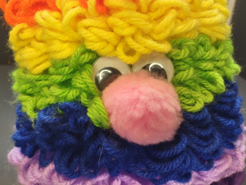 Vtg Handmade toy Rainbow WEEPULS WEEPLE WUPPIE WUPPET yarn loop plush ...