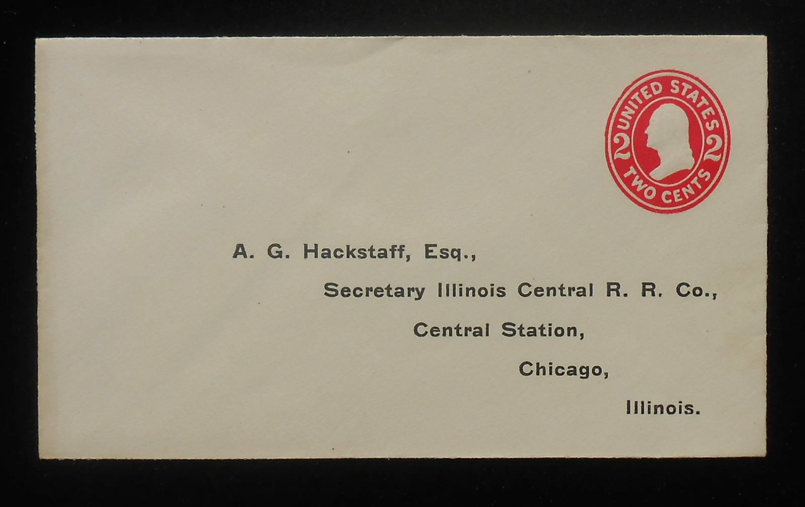 1900s Postal History U411 Stamped Envelope Hackstaff Illinois Central ...