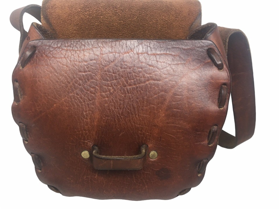 Vintage 60’s,70's Hard Leather Saddle Bucket Shoulder Bag Purse Boho ...