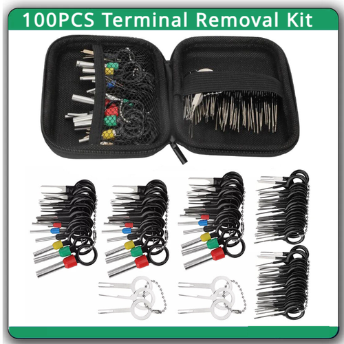 100PCS Terminal Removal Tool Pin Ejector Wire Kit Extractor Connector ...