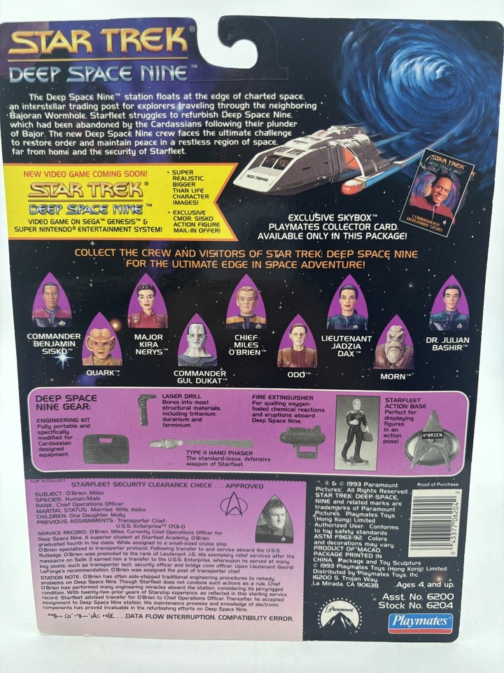 Star Trek Deep Space Nine Chief Miles OBrien 1993 Playmates Action ...