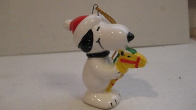 Vintage Christmas Ceramic Snoopy Riding Toy Horse Ornament Japan ...