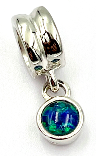 Sterling Silver dangle slide-on Charm/Bead, Triplet Opal, 925 silver ...