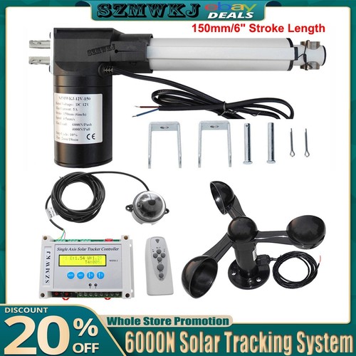 Single Axis Solar Track Tracker W/ 6000N 6" Linear Actuator Anemometer ...