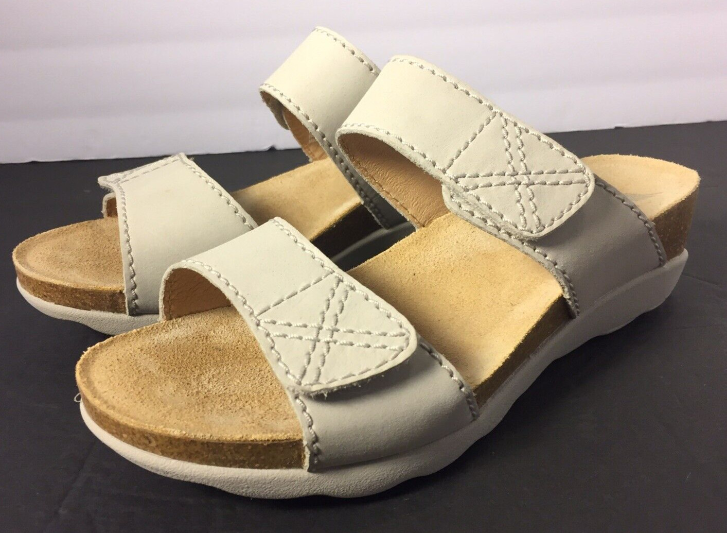 Dansko Maddy Nubuck Beige Leather Slide Sandals Shoes… - Gem