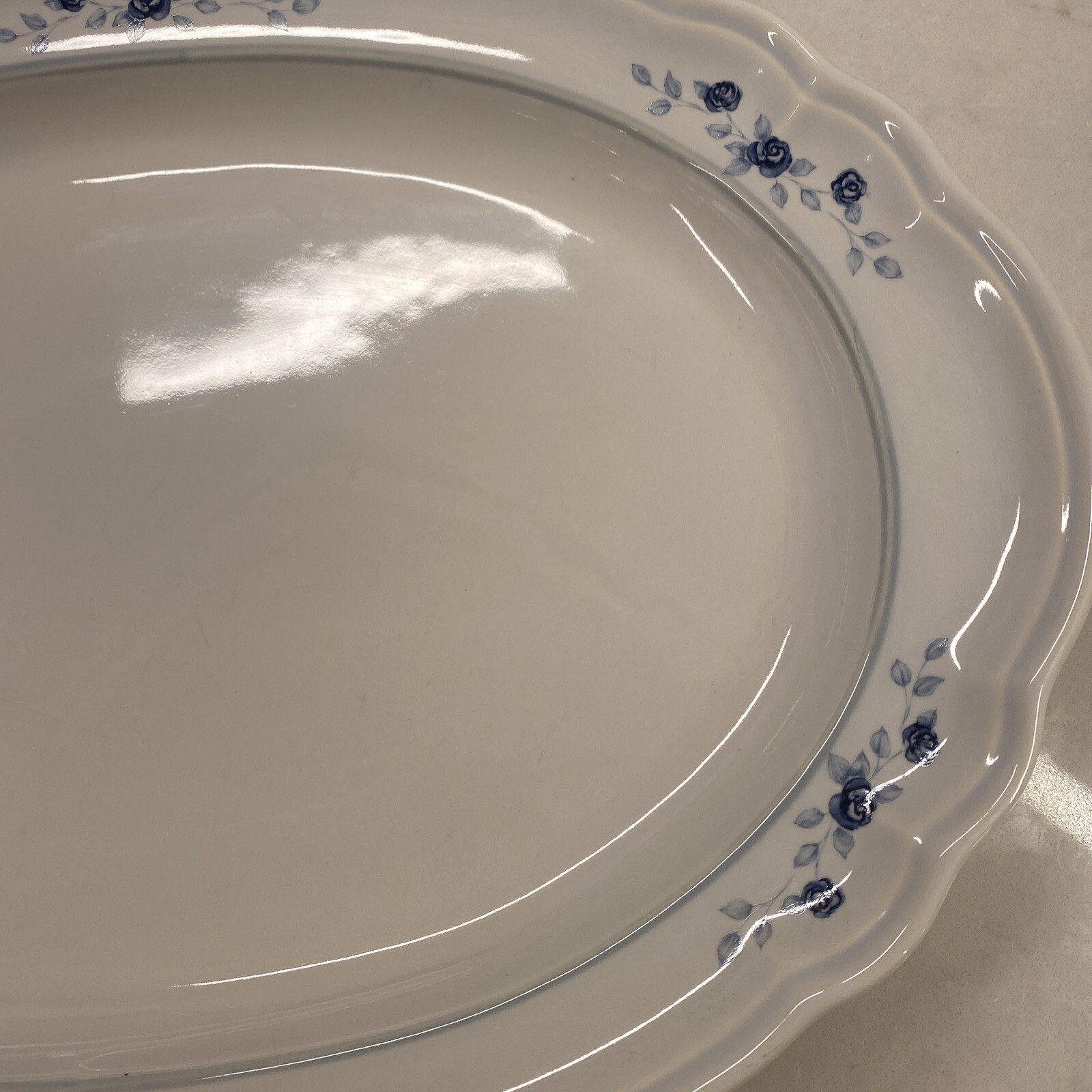 Pfaltzgraff Poetry Glossy Serving Platter Oval Blue Roses 14.5" L X 10. ...