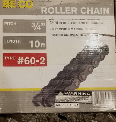 #60-2 Double Strand Duplex Roller Chain 10 Feet Pitch of 3/4" 65060210 ...