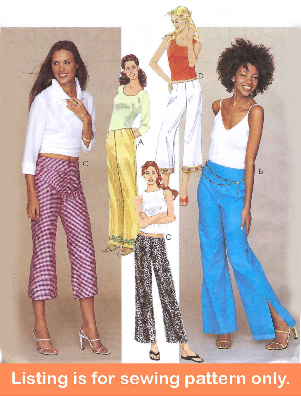 SEWING PATTERN Sew Womens Clothes Flared Pants Flares Cropped Capri ...