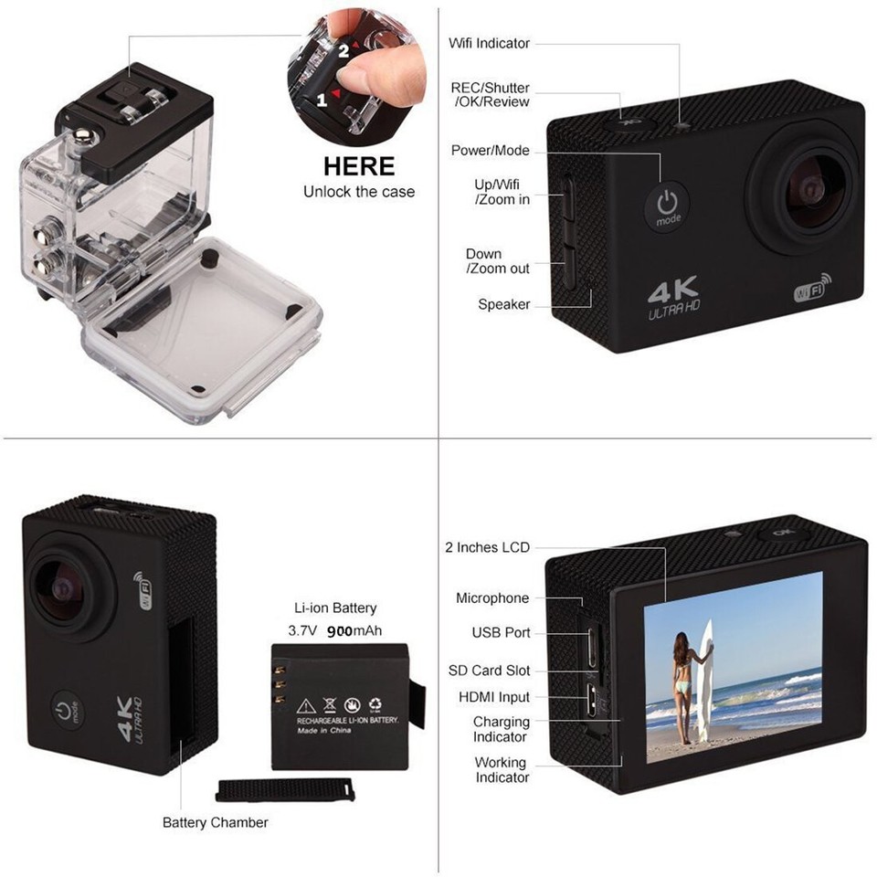 New 4K Action Camera/ Pro Sport Camera SJ9000 Wifi 1080P HD Waterproof ...