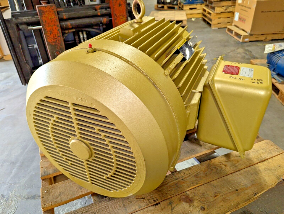 NEW BALDOR 75 HP SUPER E MOTOR / EM4313T 230/460 VOLT 3555 RPM 365TS ...