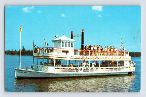 Postcard Florida Palm Beach FL Paddle Wheel Queen Boat 1960s Unposted ...