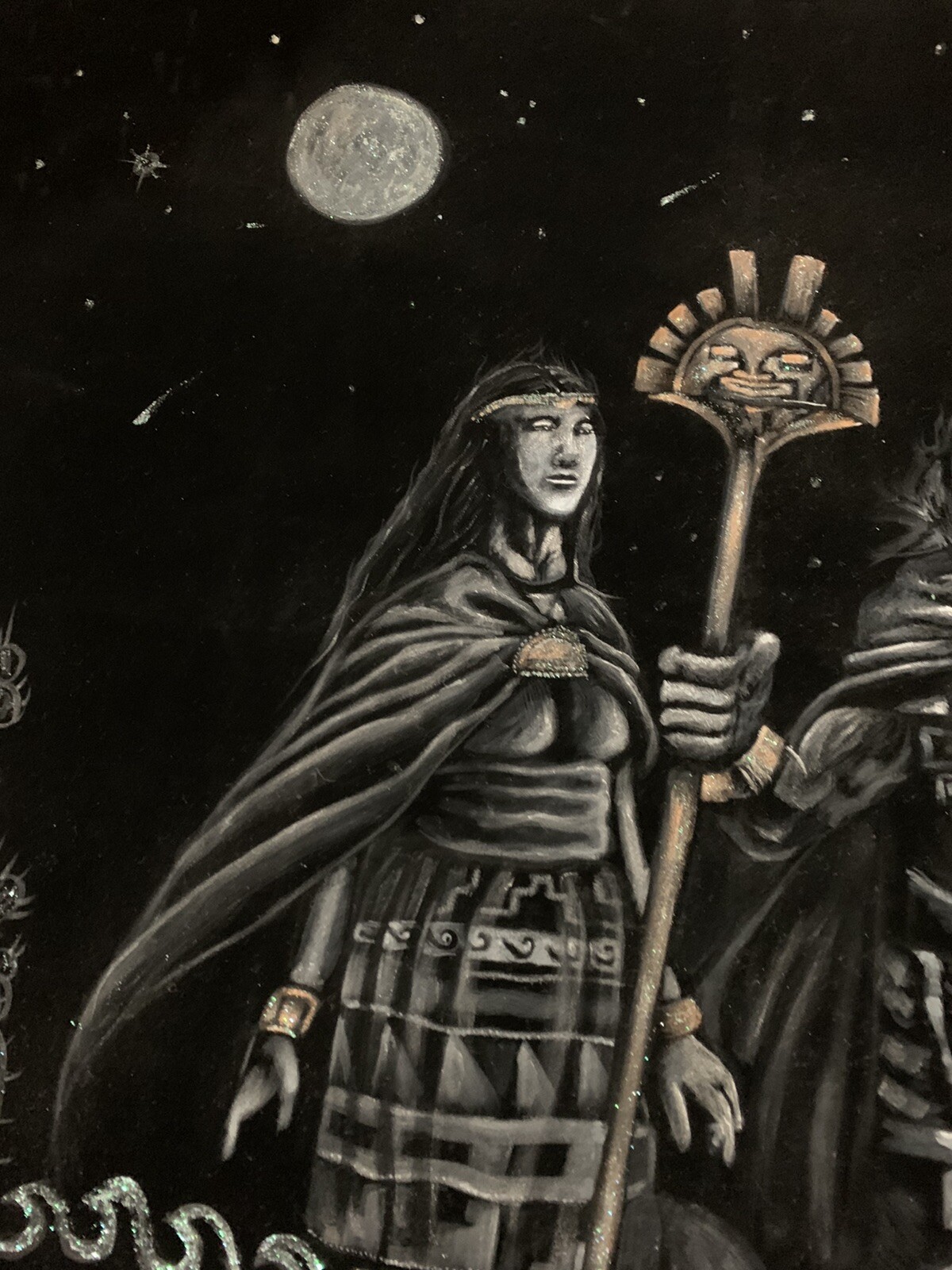 Manco Capac and Mama Ocllo Velvet Painting Titicaca Lake Cuzco Peru ...