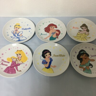 Disney Princess Plate Set Cinderella Snow White Jasmine Aurora Ariel ...