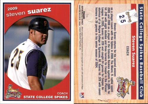 Steven Suarez 2009 Grandstand State College Spikes State College Spikes | eBay
