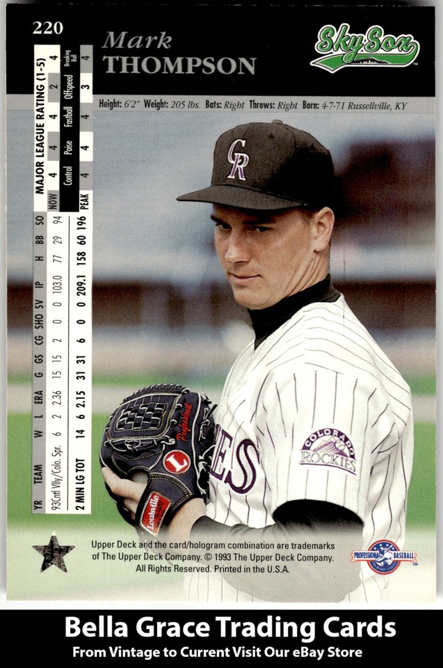 1994 Upper Deck Minor League Mark Thompson #220 Colorado Springs Sky ...