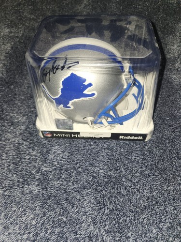 Barry Sanders Hand Signed Detroit Lions Mini Helmet/ Beckett&Schwartz ...