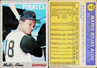 1970 Topps Baseball Card #30 Matty Alou | eBay