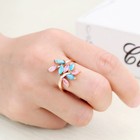 Gorgeous Blue Pink Ice Flower Cubic Zirconia Rose Gold Plated Solid ...