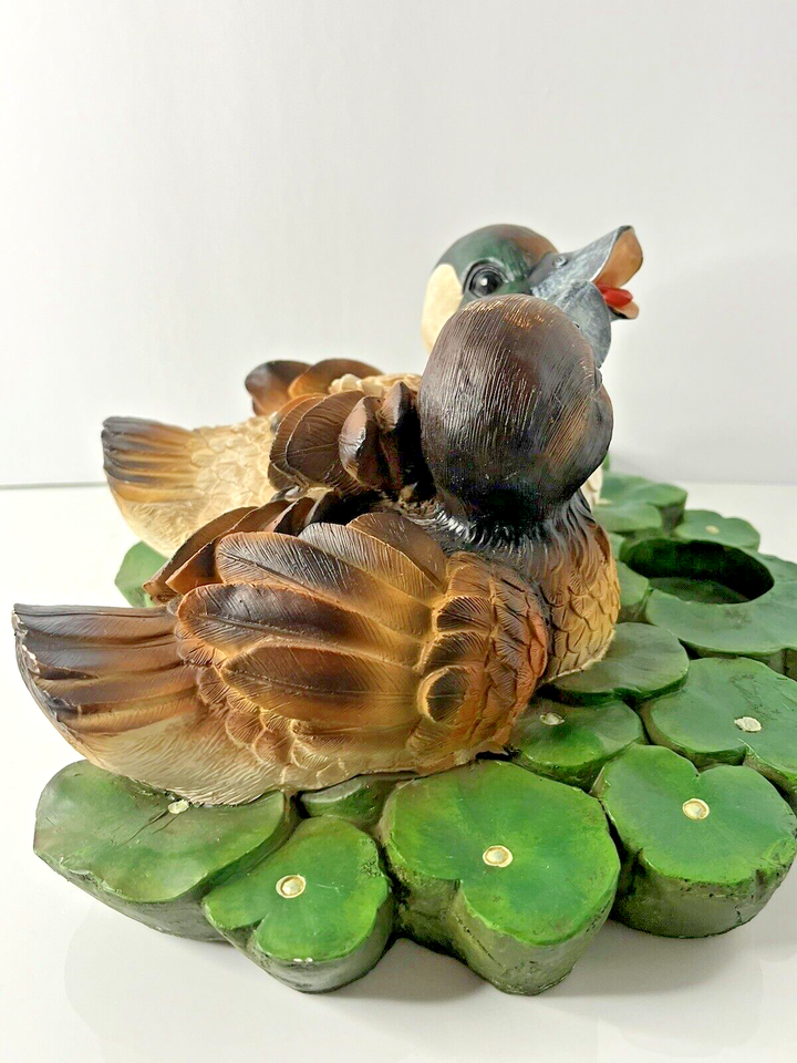 Adorable Duck Tea Light Candle Holder , Resin 2 Ducks floating Lily ...