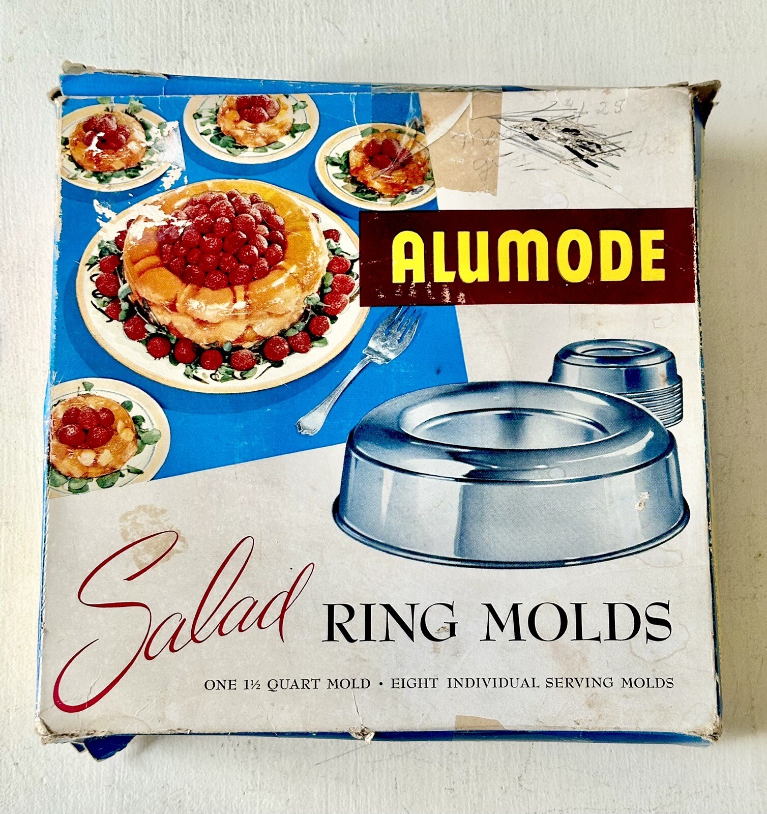 Vintage-ALUMODE 1 Large 1.5Qt + 8 Individual Ring Mold Set-Rustproof ...