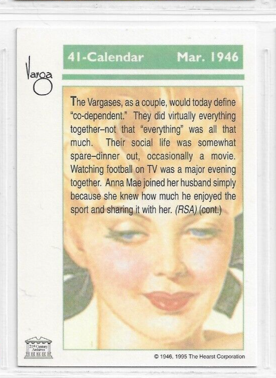 1995 21st Century Archives Varga Girls Pin-Ups Foil Card- 41-Calender ...