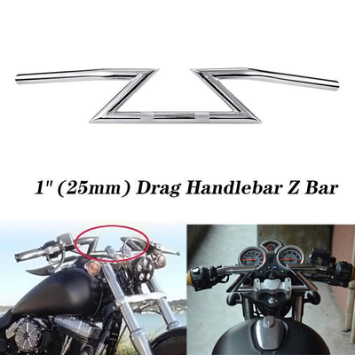 Krator Motorcycle Handlebar 7/8" Chrome Zero Drag Bar Style Bobber ...