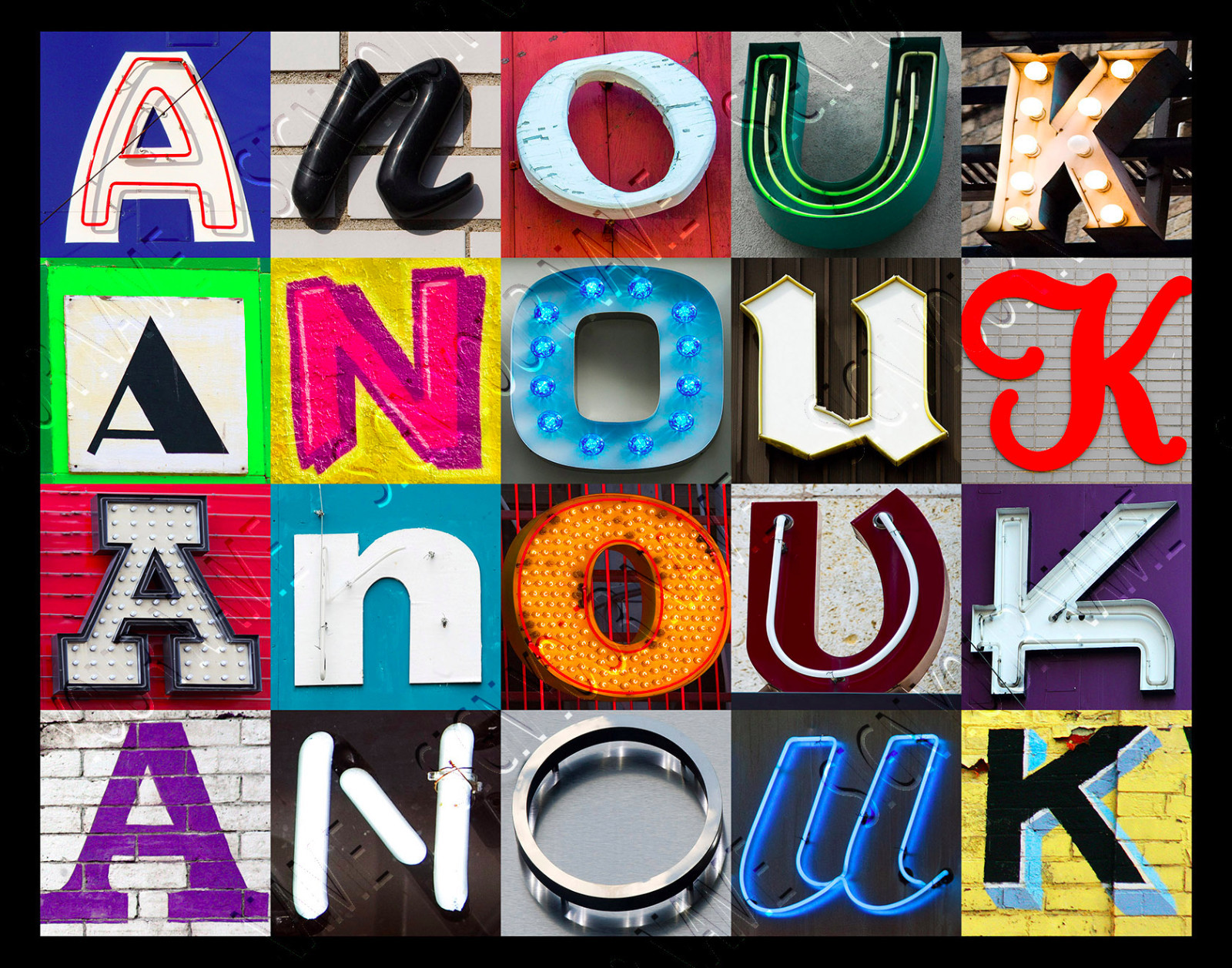 ANOUK Name Poster featuring photos of actual sign letters | eBay