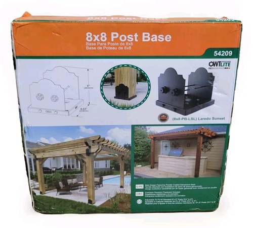 OZCO Laredo Sunset 8x8 Post Base Black 54209 POWDER COATED GALVANIZED ...