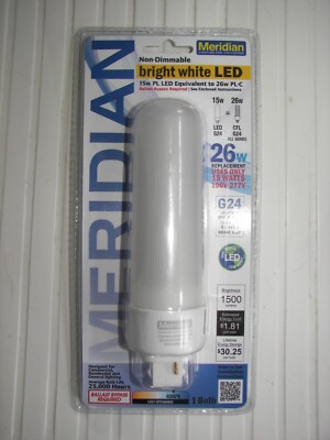 NEW LOT OF 4 Meridian 15 Watt LED Bulb Bright White 4000K G24 Base Non ...