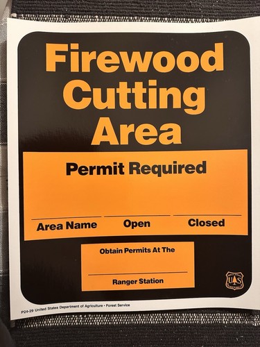 Vintage USFS US Forest Service ”FIREWOOD CUTTING AREA” Cardstock Sign ...
