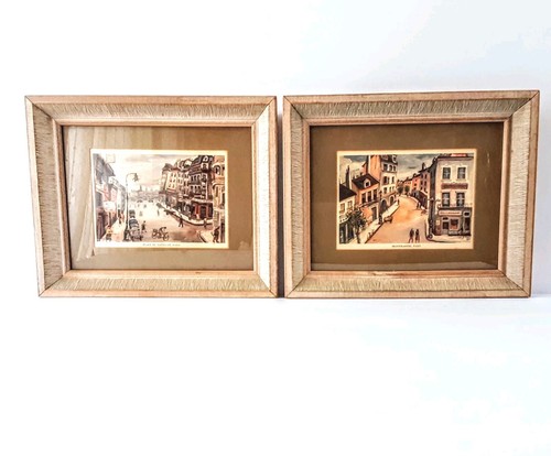 2 MCM Framed Matted Art Prints Buzzelli Paris Scenes Montmarte,Place Du ...