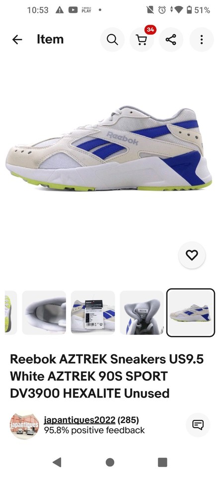 Men's sz 13 Reebok Aztrek *Hexalite* Red / Blue Athletic Running Shoes ...